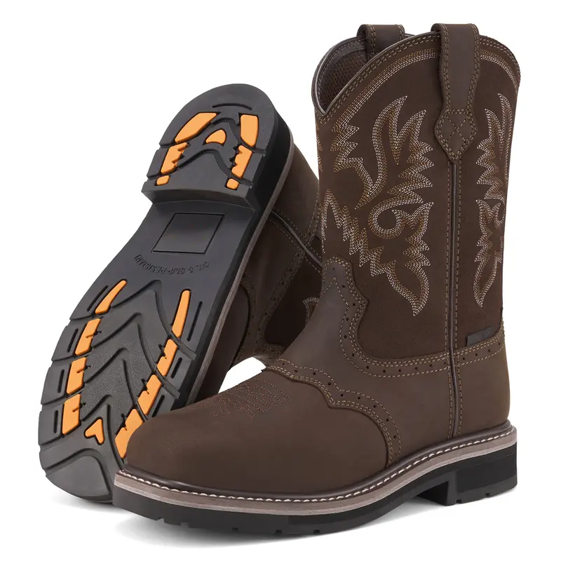 Western Cowboy Non Slip Work Boots - Square Toe – goocaps