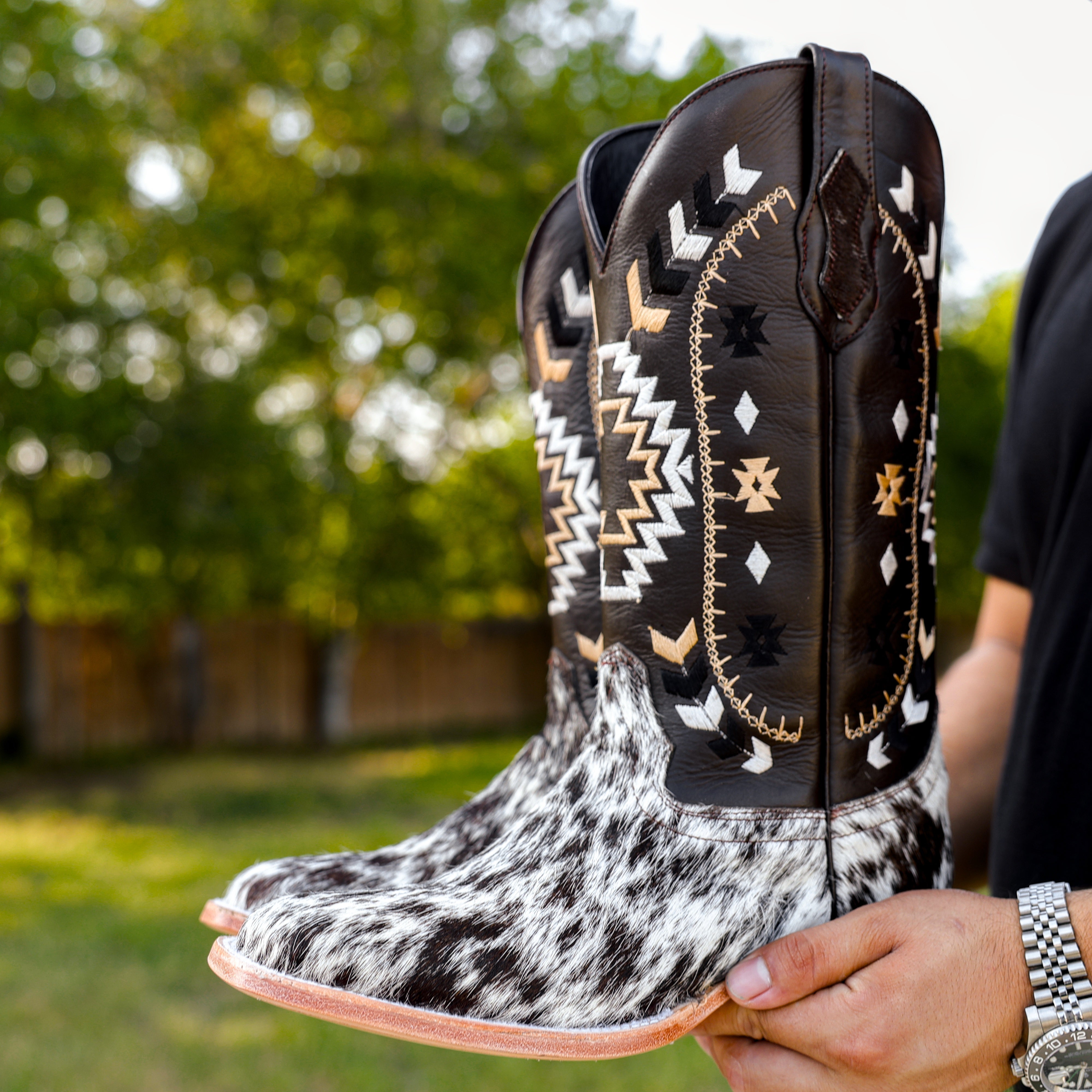Brown Cowhide Leather Boots - Square Toe – goocaps